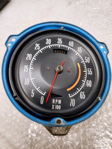72-74 C3 Corvette Tachometer Rpm Gauge Tach Assembly White 5300 Red ...