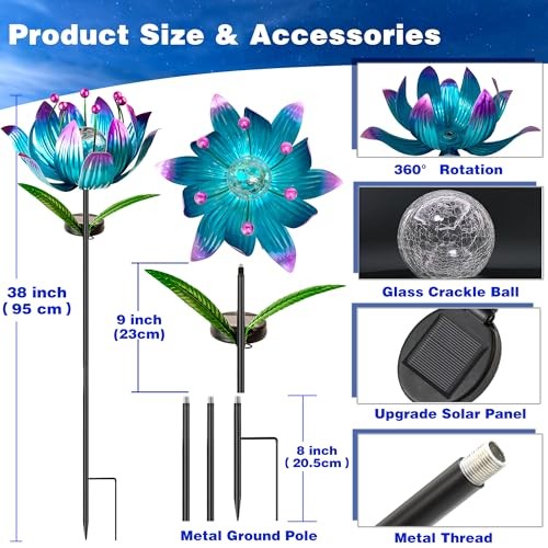 Solar Wind Spinner, 38 Inch Metal Stake Yard Spinners,Solar Powered ...