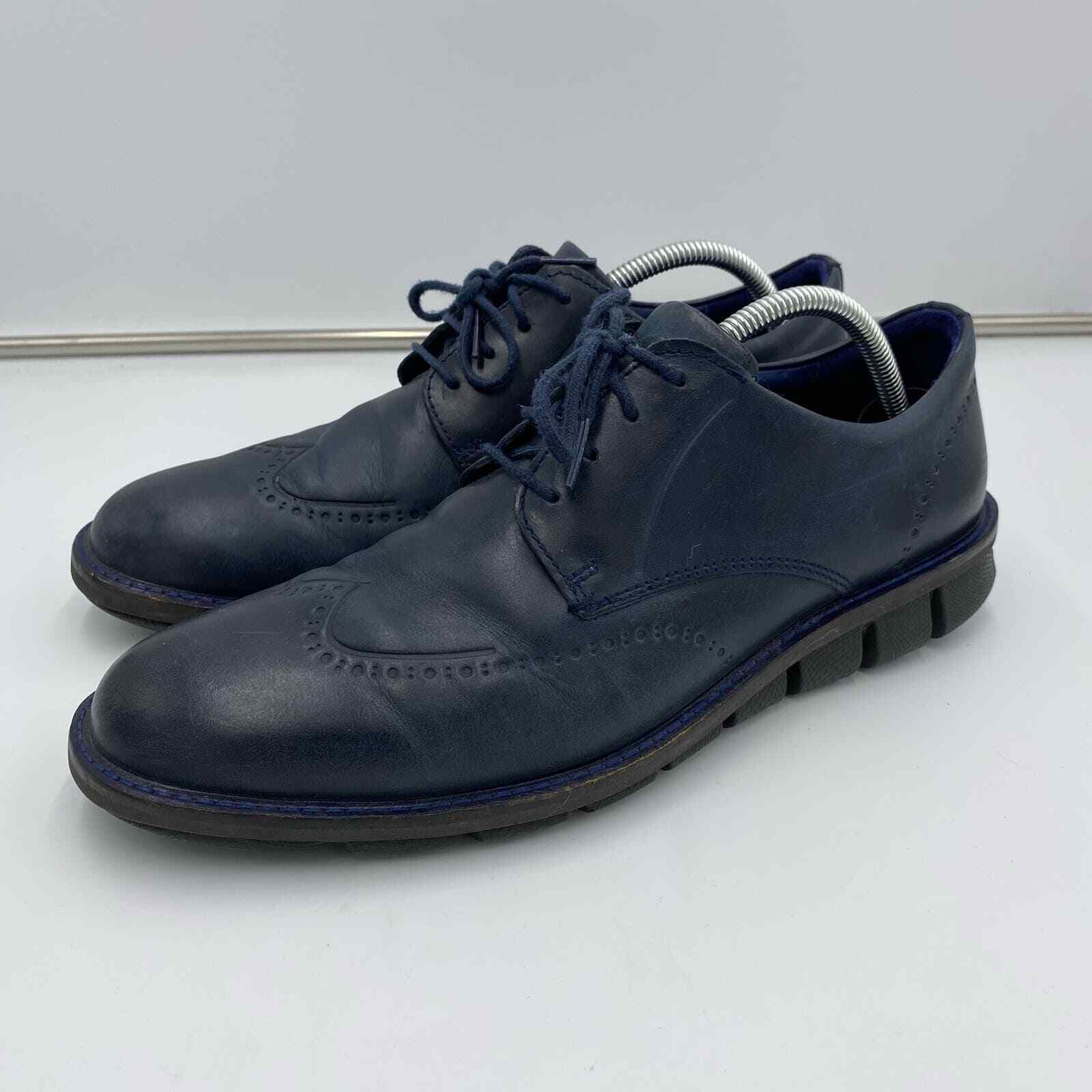 ECCO Men's Blue Leather Wingtip Toe Jeremy Tie Dress … - Gem