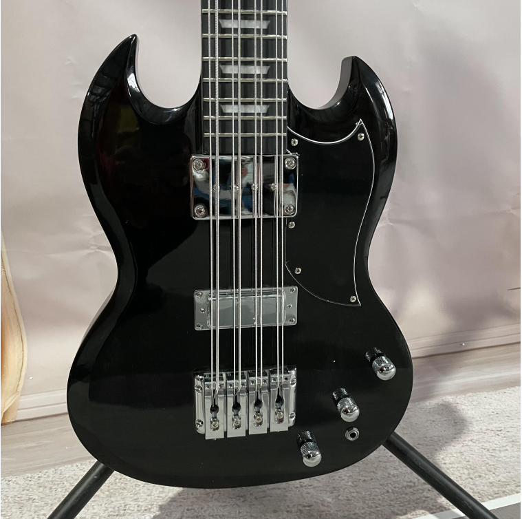 Bass Guitar SG 8-strings Black Strings Thru Body H-H Pickups Mahogany ...