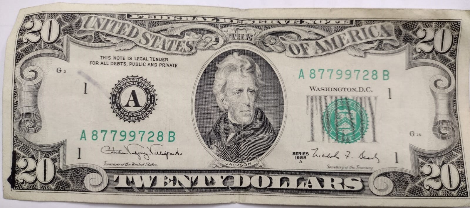 Rare 20 dollar bill A - series 1988 | eBay