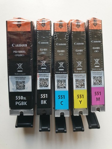 PGI-550XL & CLI-551 Canon Genuine Black Cyan Magenta Yellow Ink ...