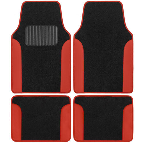 BDK Red All Weather Heavy Duty Car Floor Mats Interior Liners for Auto ...