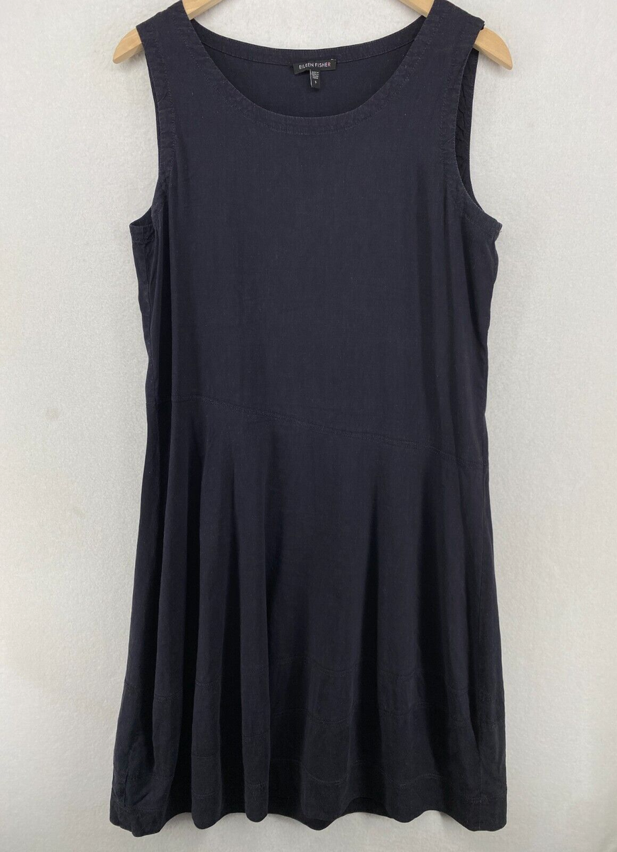 EILEEN FISHER Dress Small Linen Viscose Stretch Lantern Tank