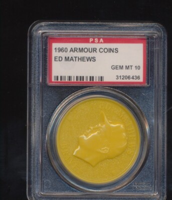 PSA 10 1960 Armour Coin Ed Mathews Yellow Version Gem Mint Eddie | eBay