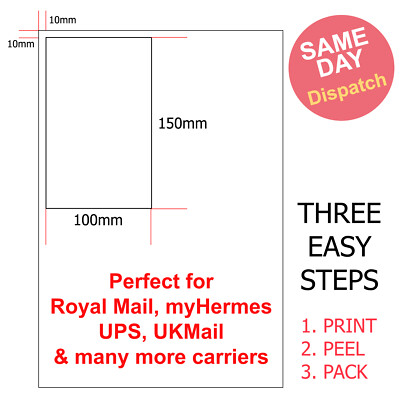 A4 INTEGRATED LABELS 100mm x 150mm Linnworks Hermes Royal Mail A4 ...