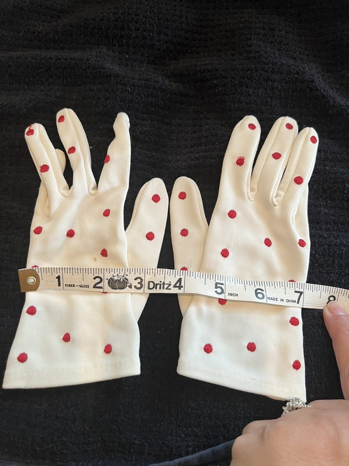 Vintage White Red dots 50s Ladies Gloves Small Decorative Seams | eBay