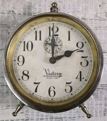Antique Nickel ACE Eight Day Peg Leg Mechanical Alarm Clock - Parts ...