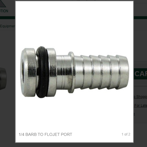 1/4 Barb To Flojet Pump Port, APX# 3144, Barb to Flojet Port, with O ...