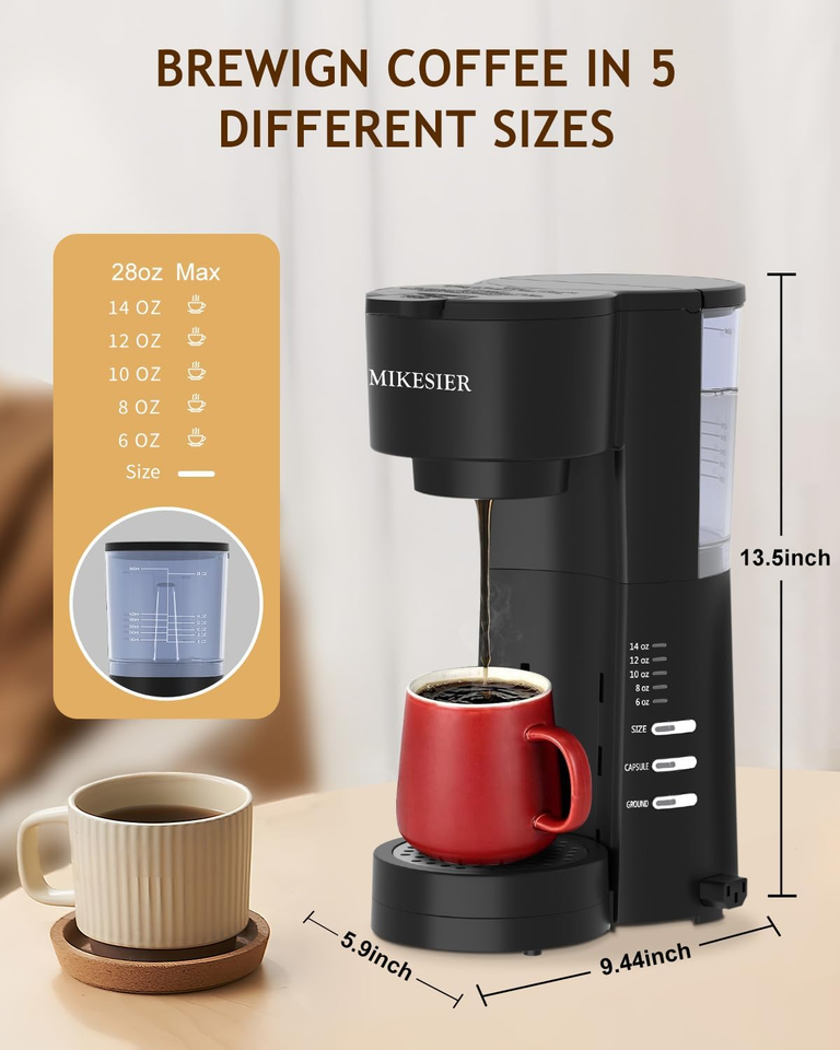 3IN1 Single Serve Coffee Maker for K Cup & Ground, Small Coffee Machine ...