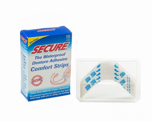 SECURE Denture Adhesive Comfort Strips 15's Zinc Free Waterproof ...