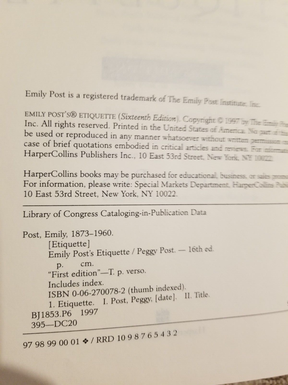Emily Post's Etiquette Ser.: Emily Post's Etiquette : Indexed by Peggy ...