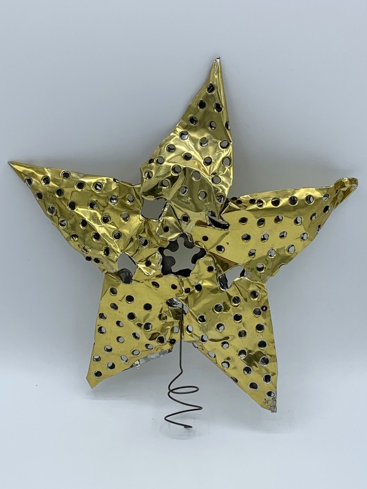Vintage 1940’s Gold Star Perforated Foil Christmas Tree Topper with ...