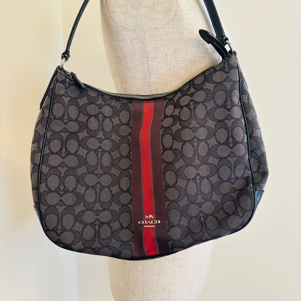 COACH Coach Signature One Shoulder Bag Red Line Logo Shoulder | eBay