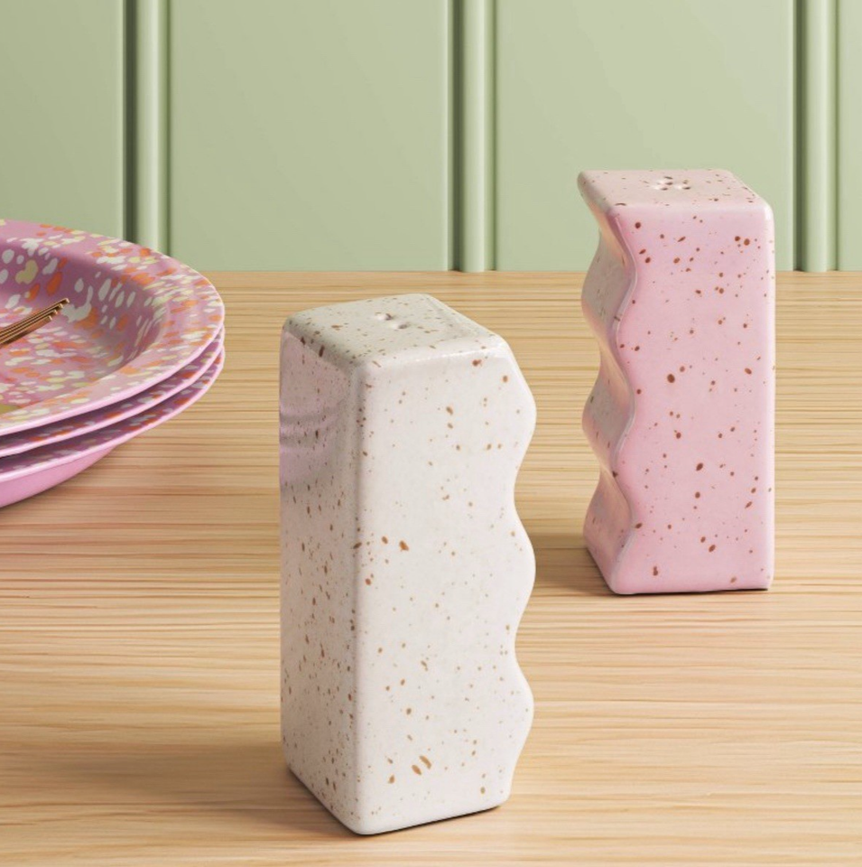 Salt And Pepper Shaker Set Pink Ivory Minimalist Modern Kitchen Decor ...