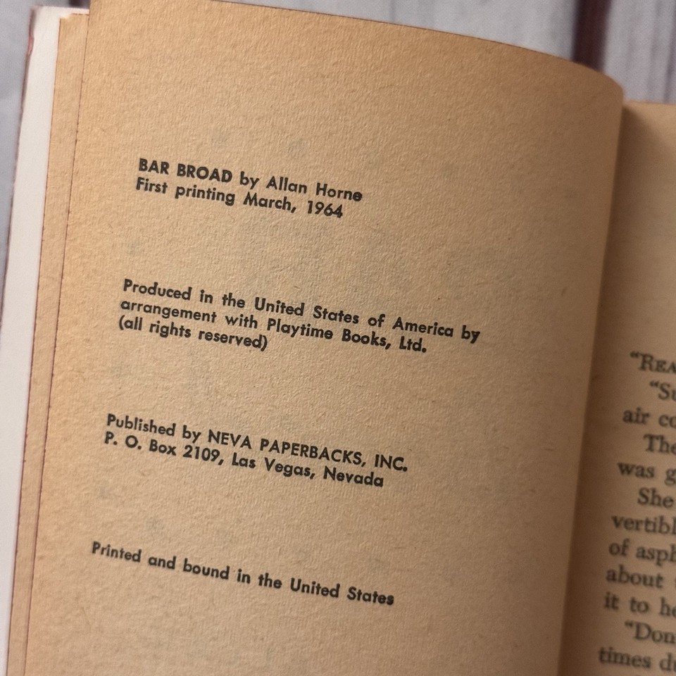 Bar Broad Allan Horne 1964 Neva Playtime Sleaze GGA Vintage Paperback ...
