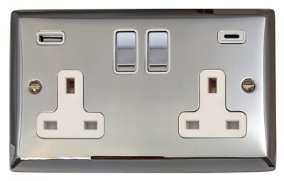 G&H SC2911 Spectrum Plate Polished Chrome Double 13A Plug Socket 3.1A ...