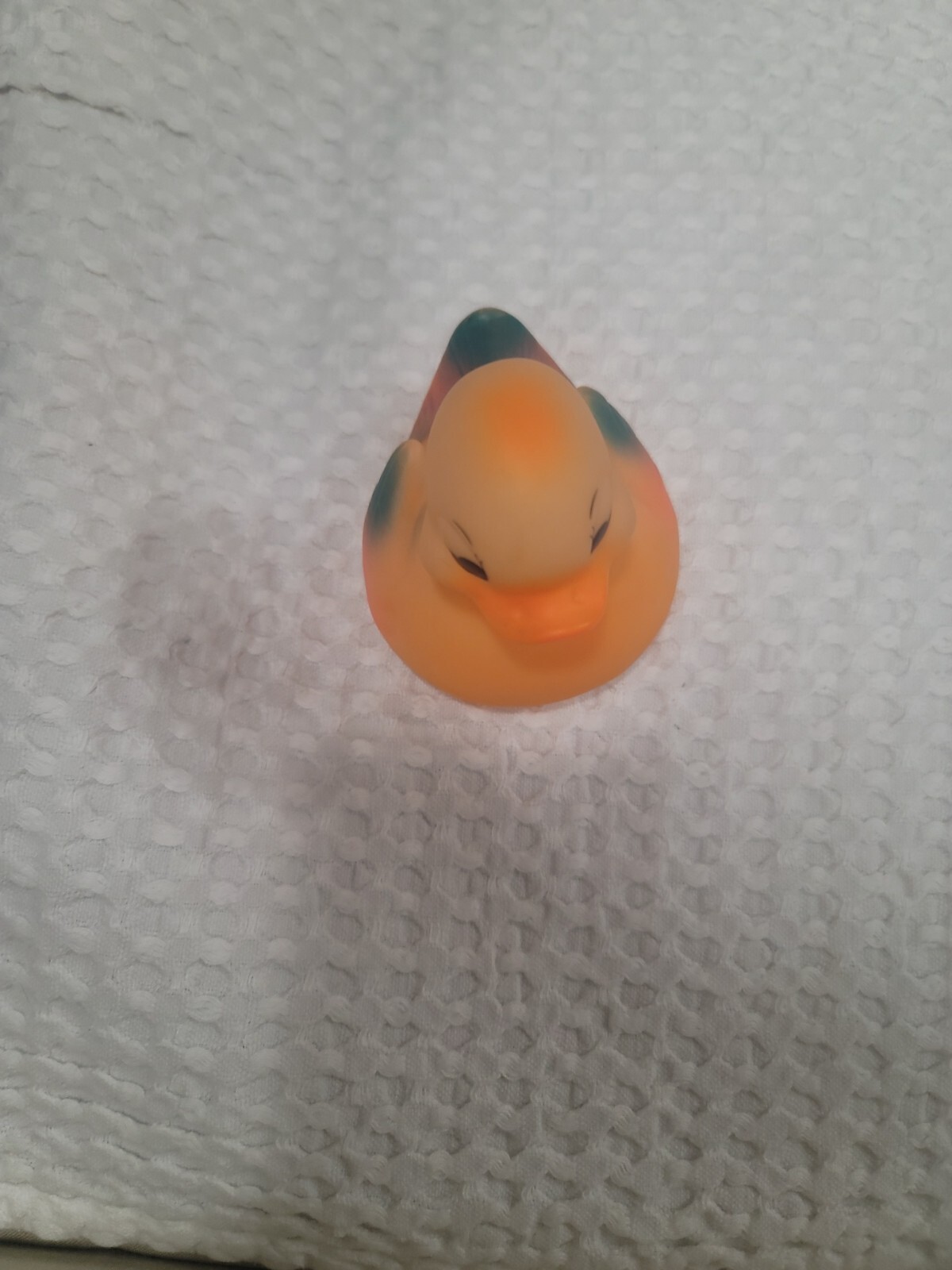 Vintage Rubber Ducky With Beautiful Colorings Of Pink & Blue On Yellow ...