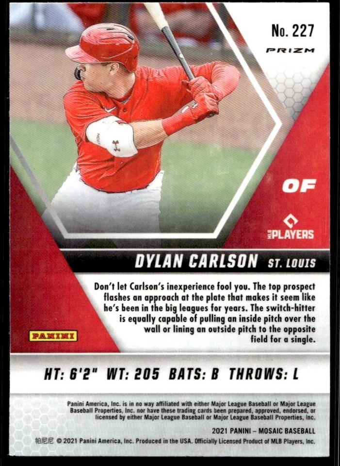 2021 Panini Mosaic Silver Dylan Carlson Rookie G2 St. Louis Cardinals ...