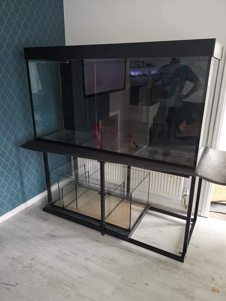Large customer order aquarium with a metal frame, fish tank and stand ...