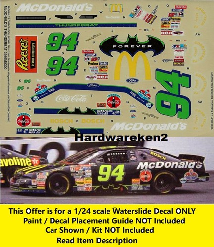 NASCAR DECAL #94 BATMAN FOREVER McDONALD's 1994 FORD THUNDERBIRD ...