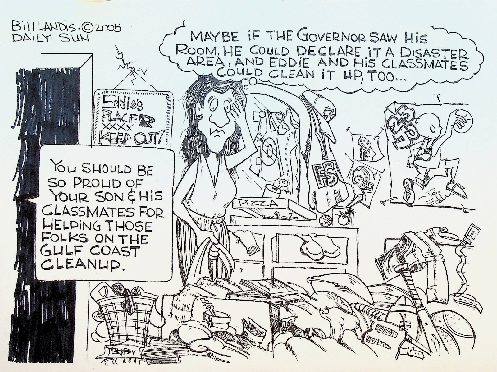 Bill Landis Original Cartoon Art The Villages Daily Sun 2005 Messy Teen ...
