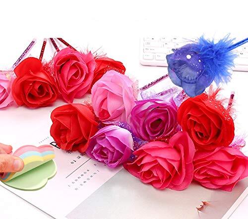 Fashion Rose Flower Ball Pen Ballpoint - Mixed Five Colors - Blue Ink ...