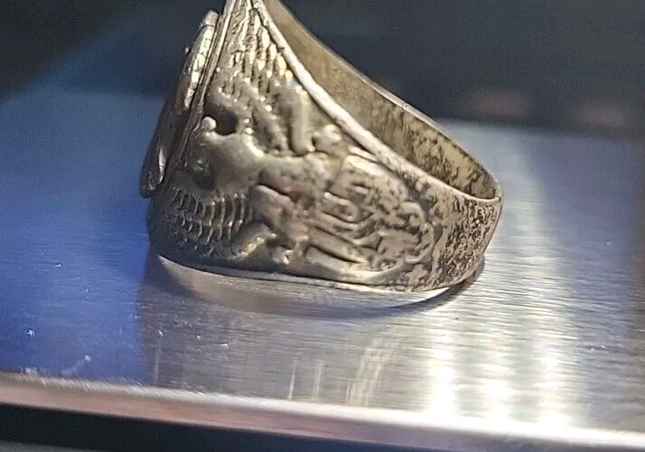 Antique Sterling Silver Presidential Seal Eagle Military Signet Ring ...