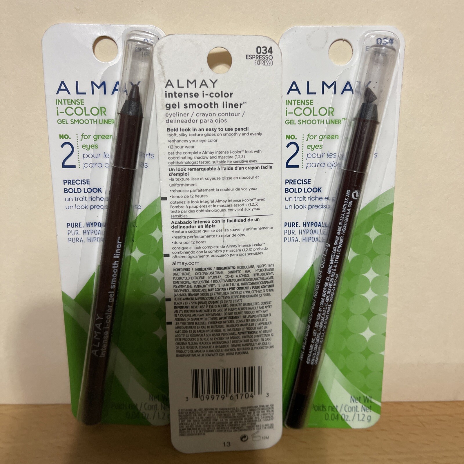 3x Almay Intense i-Color Gel Smooth Eyeliner Pencil #034 Espresso | eBay
