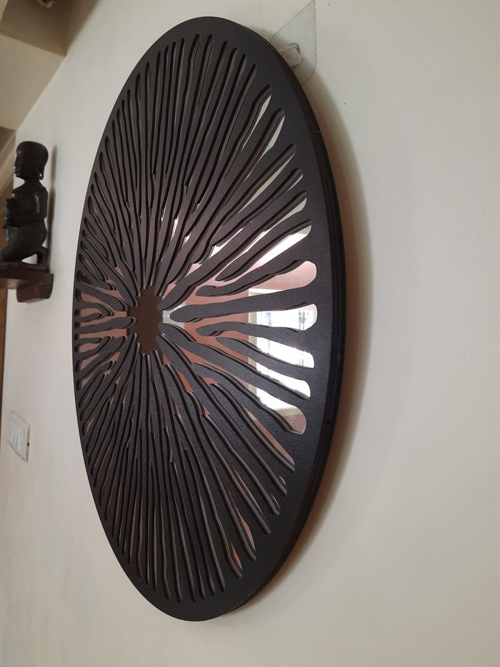 Black Wood Art Wall Mirror Dew Drops Handmade Designer Home Decor ...