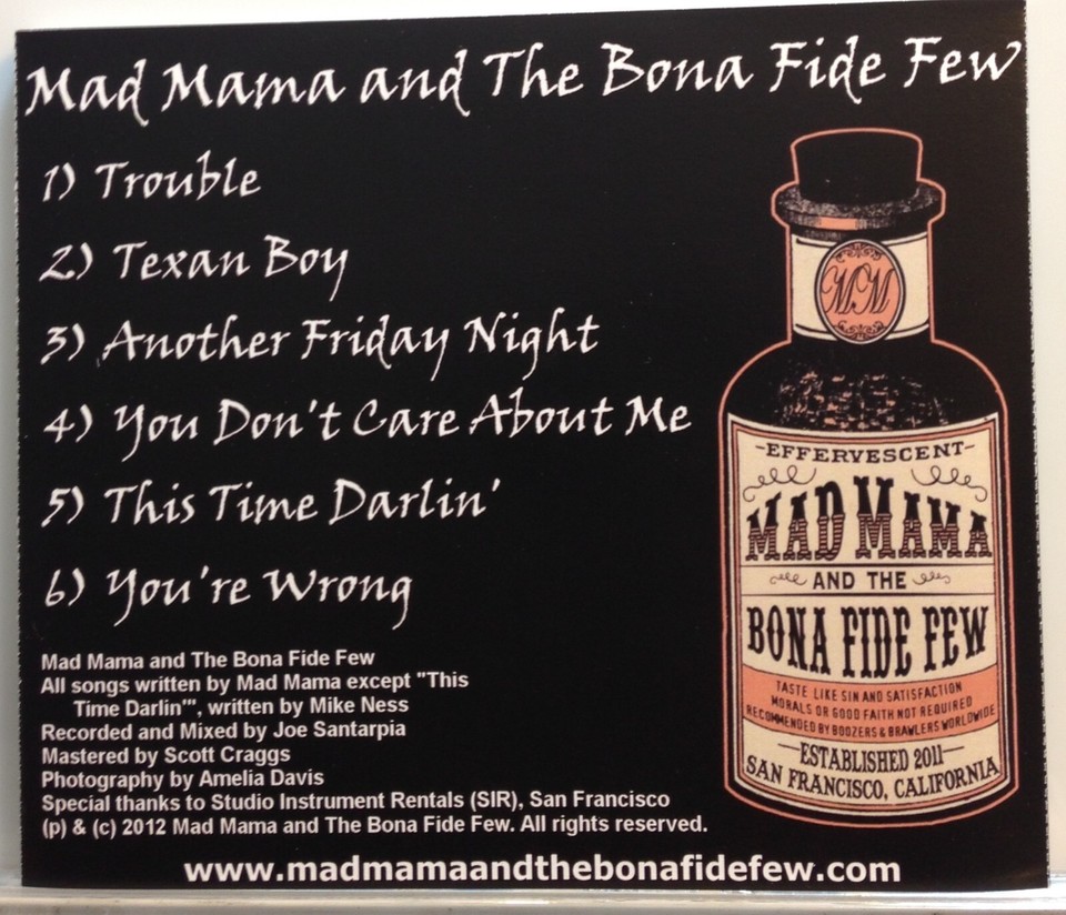 Mad Mama and the Bona Fide Few (CD EP 2012) *Rare * Out Of Print *Very ...