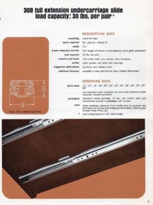 GRANT #308-24" DRAWER SLIDES, UNDER-DRAWER MOUNTED, FULL EXTENSION ...