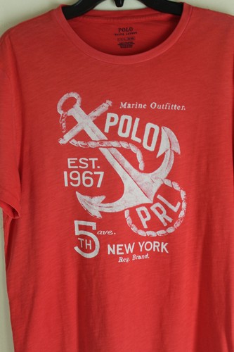 Polo Ralph Lauren -Sz L Men's Nautical 67' NYC Vtg Coral Summer T-Shirt ...