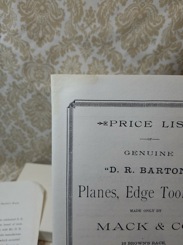 1832 Price List Mack & Co. D.R. Barton Rochester, N.Y. Planes, Edge ...