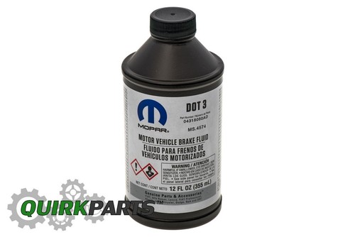 JEEP DODGE CHRYSLER RAM BRAKE 12oz BOTTLE BRAKE FLUID DOT 3 OEM MOPAR ...