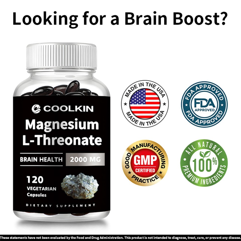Magnesium L-Threonate 2000mg - Memory and Focus, Nootropic Brain ...