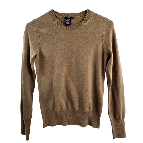 Theory Wool Crew Neck Sweater XS Tan Minimalist Quiet Luxury Preppy ...