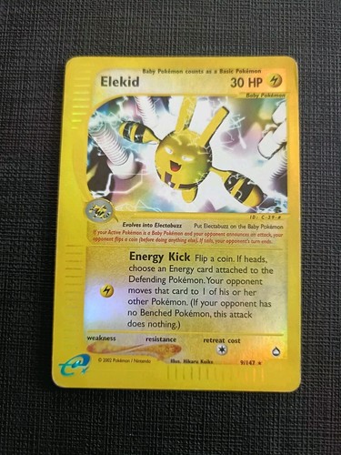 Carte Pokemon Elekid 9/147 Aquapolis RARE ENG REVERSE HOLO Vintage | eBay