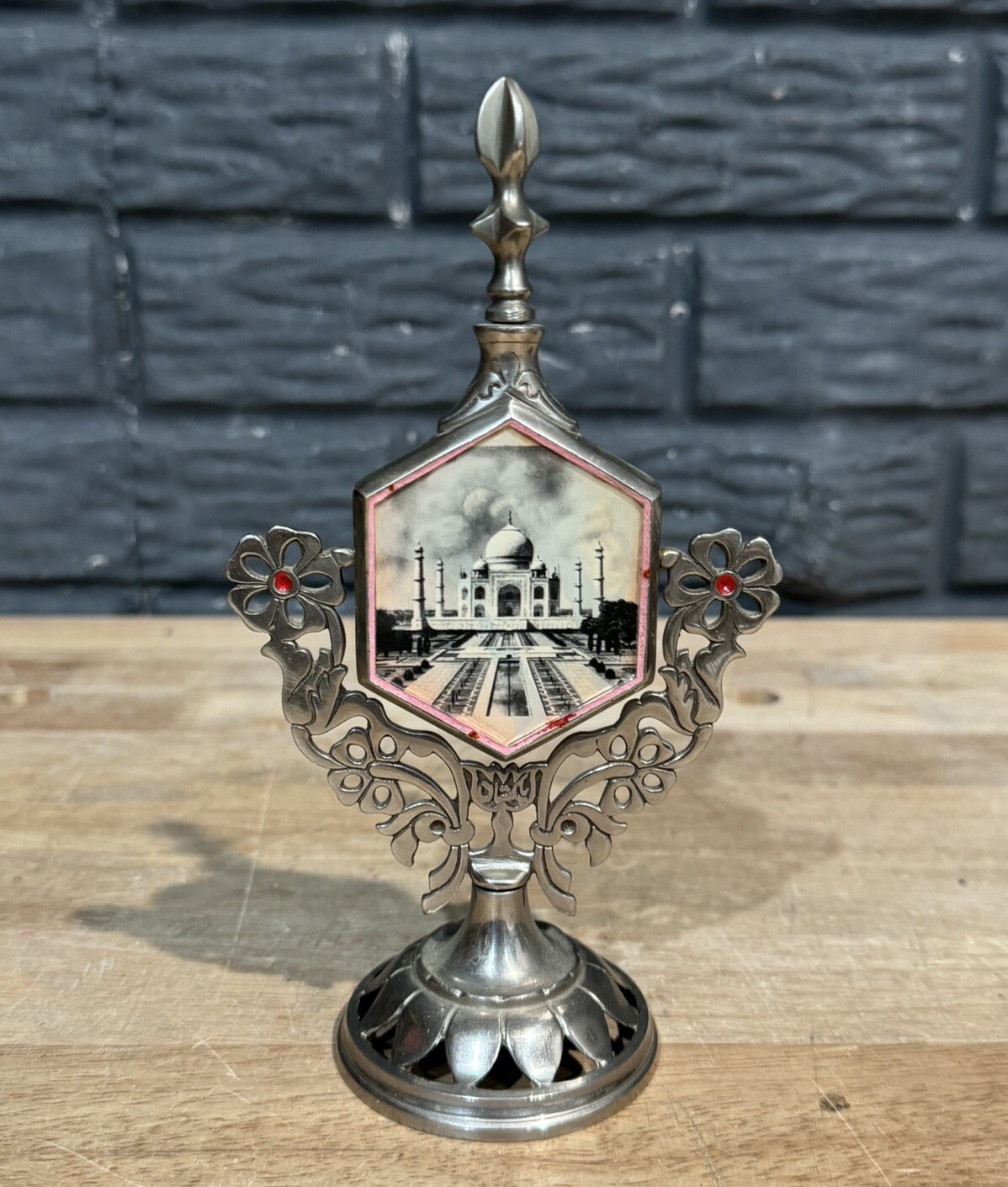 VINTAGE PERFUME BOTTLE FLIP MIRROR TOP DAUBER FINIAL TAJ MAHAL METAL ...