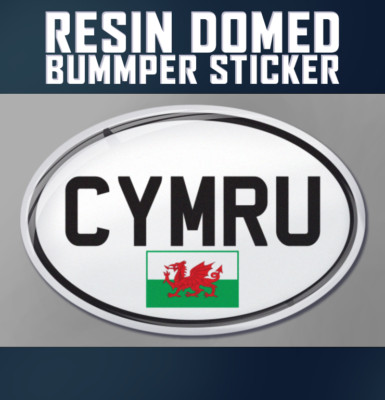 Oval CYMRU & Small Wales Flag Resin Domed Travel Bumper Badge Decal ...