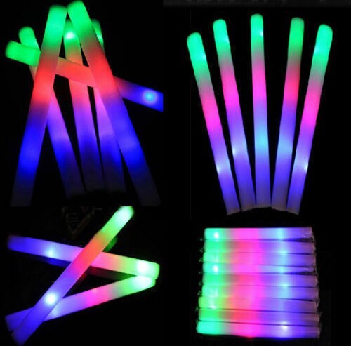 18'' Light Up Foam Sticks LED Wand Rally Batons DJ Flashing Glow Stick ...