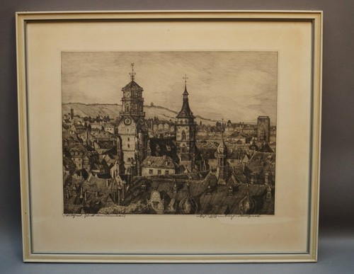 Walter ROMBERG Ulm 1898 - 1973 Stuttgart - Blick vom Turmhaus Stuttgart ...