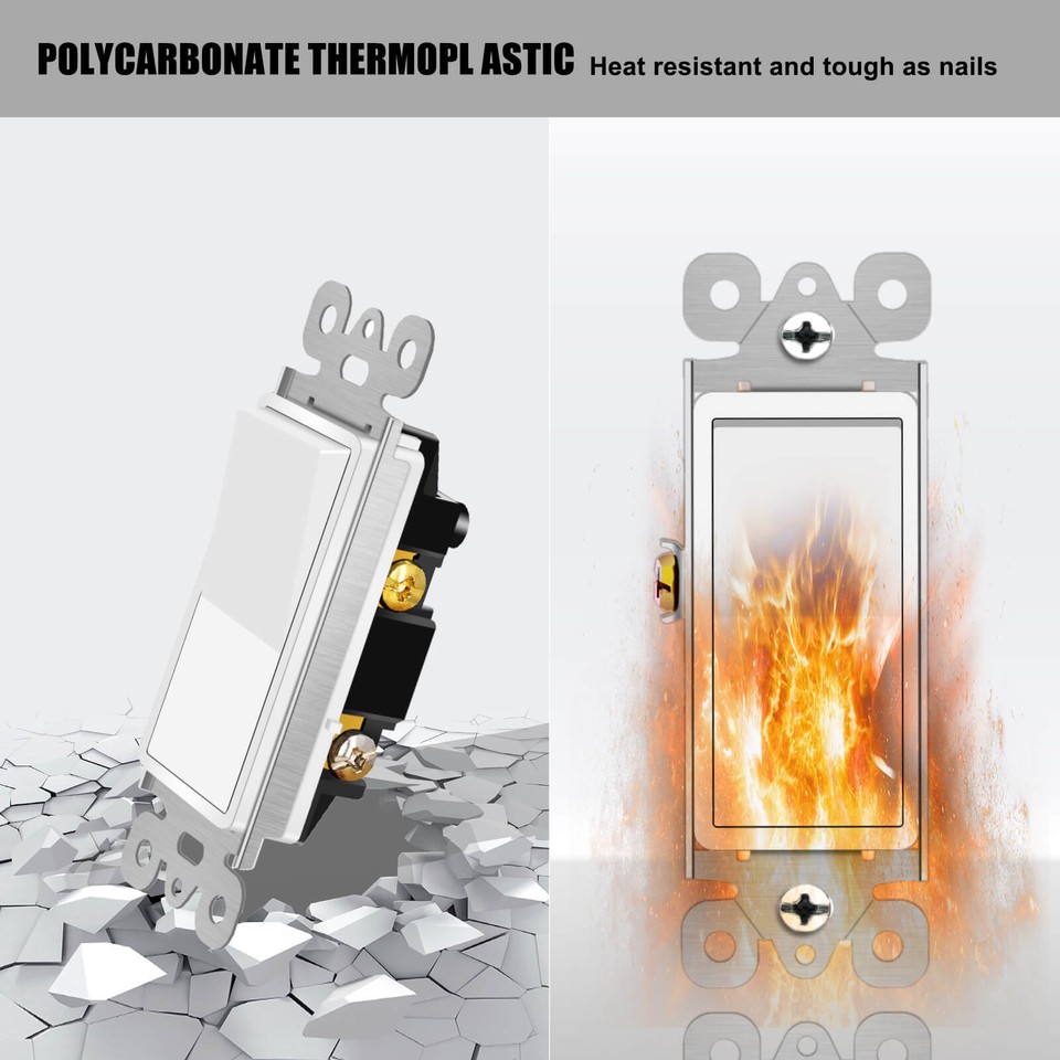 100Pack Decora Paddle Rocker Light Switch Single Pole Gloss Finish 15A ...