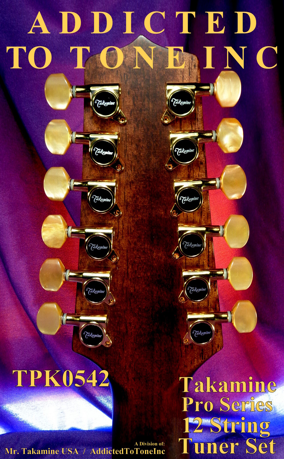 Takamine Pro Series Tuner TPK0542 12 STRING SET / Gold w/ Amber / OEM ...