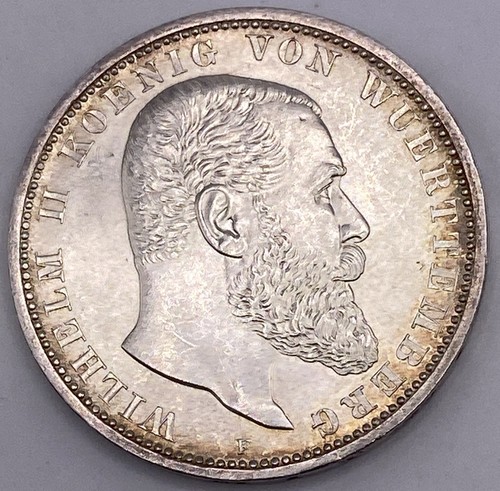 1908 Germany States 5 Funf Mark .900 Silver Coin Wilhelm II German ...
