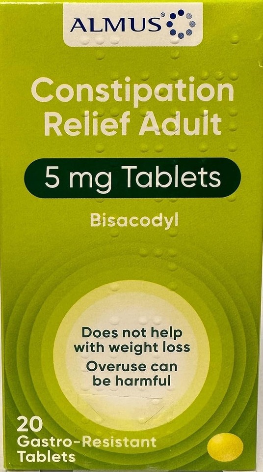 20 Gastro-Resistant Constipation Relief Tablets with 5mg Bisacodyl ...