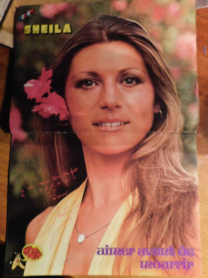 GRAND POSTER 44 x 30 SHEILA POSTER OCTOBRE 75 " AIMER AVANT DE MOURIR ...