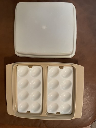 Tupperware Two Sided Egg Tray Deviled Eggs Hard Boiled Almond | eBay