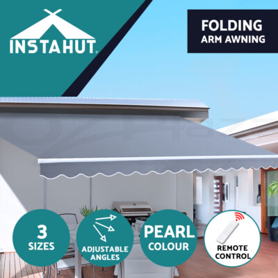 Instahut Retractable Folding Arm Awning Motorised Sunshade Door Canopy ...