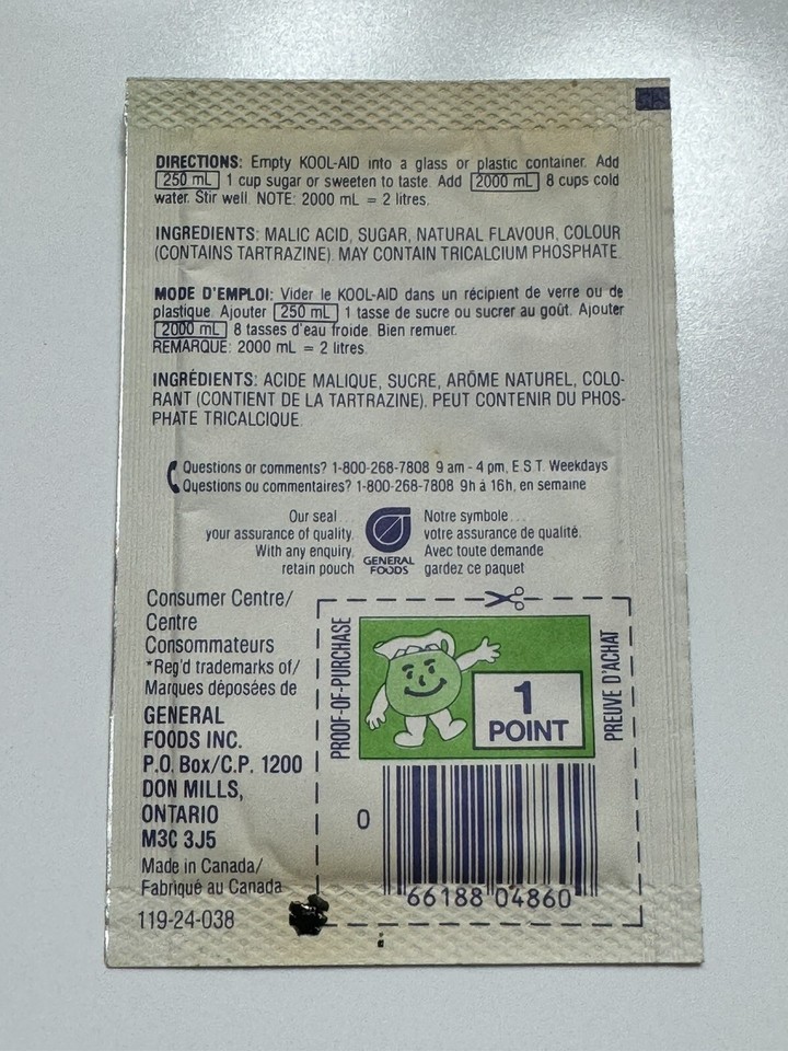 Vintage 80s Kool-Aid Lemon-Lime Canadian Flavor Packet NOS | eBay